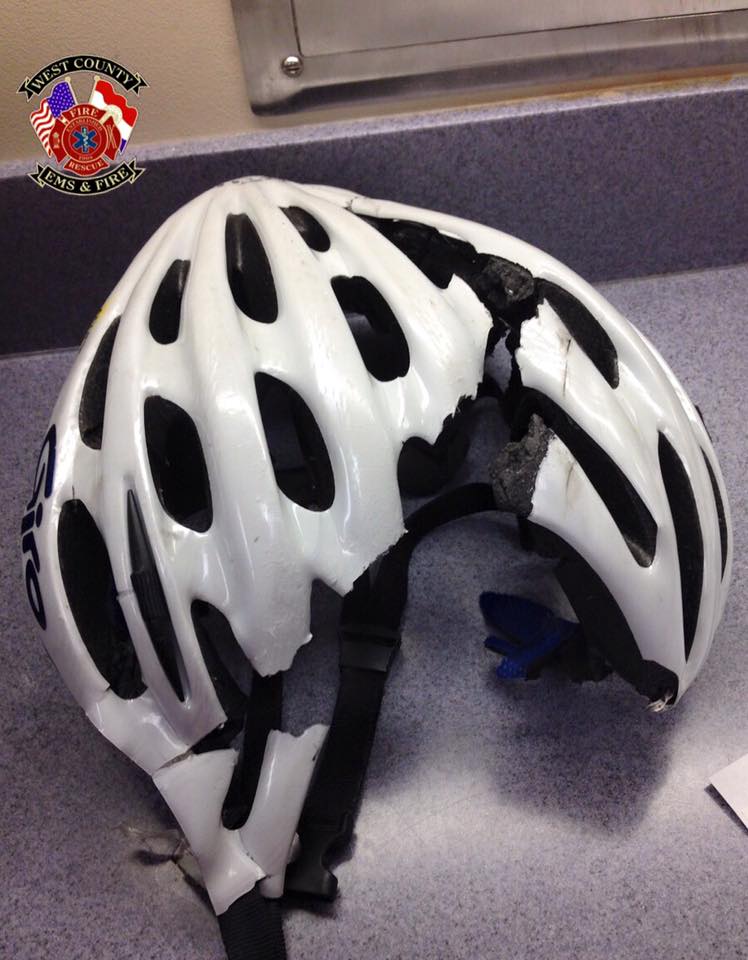 Cyclist hit by car, helmet splits in half | ksdk.com