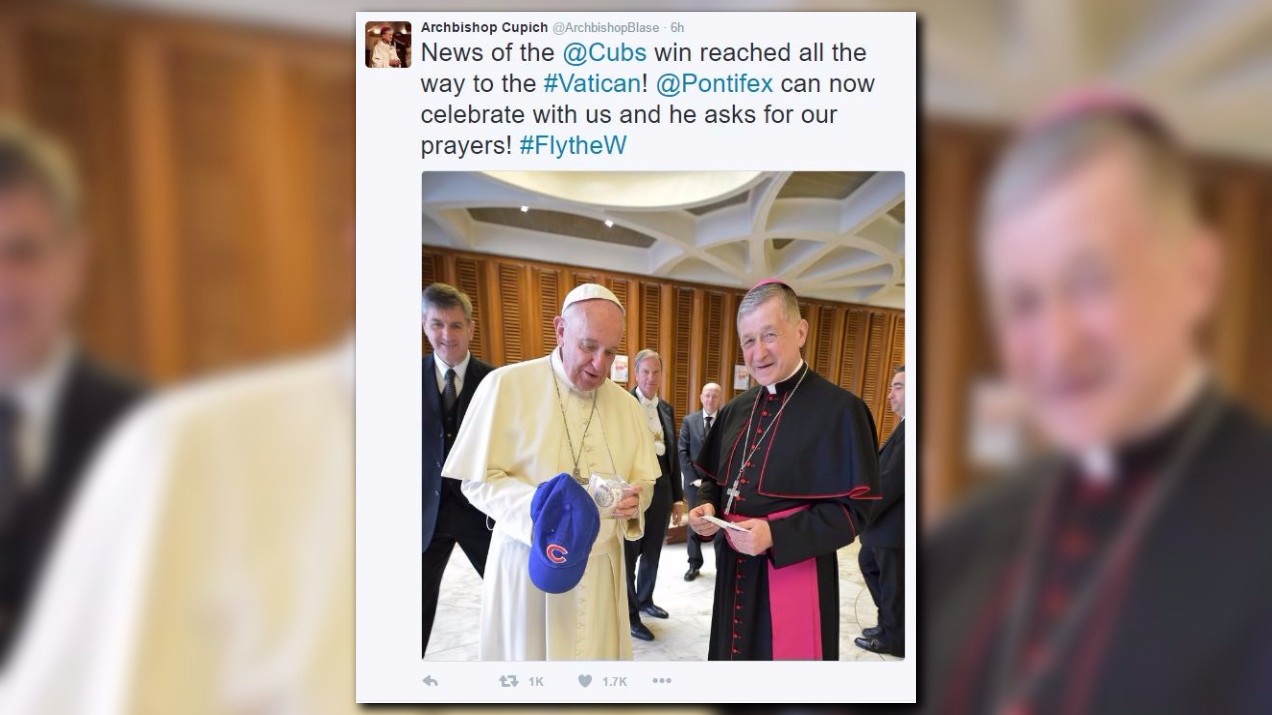 Pope Francis gets Cubs hat, baseball from Chicago archbishop | ksdk.com